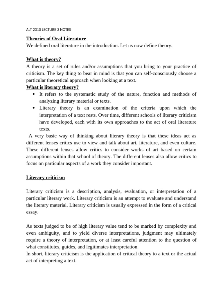 LEC NOTES 3 | PDF | Literary Criticism | Theory