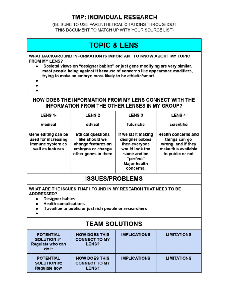 Copy of Copy of TMP Individual Research Tracker | PDF | Designer Baby ...
