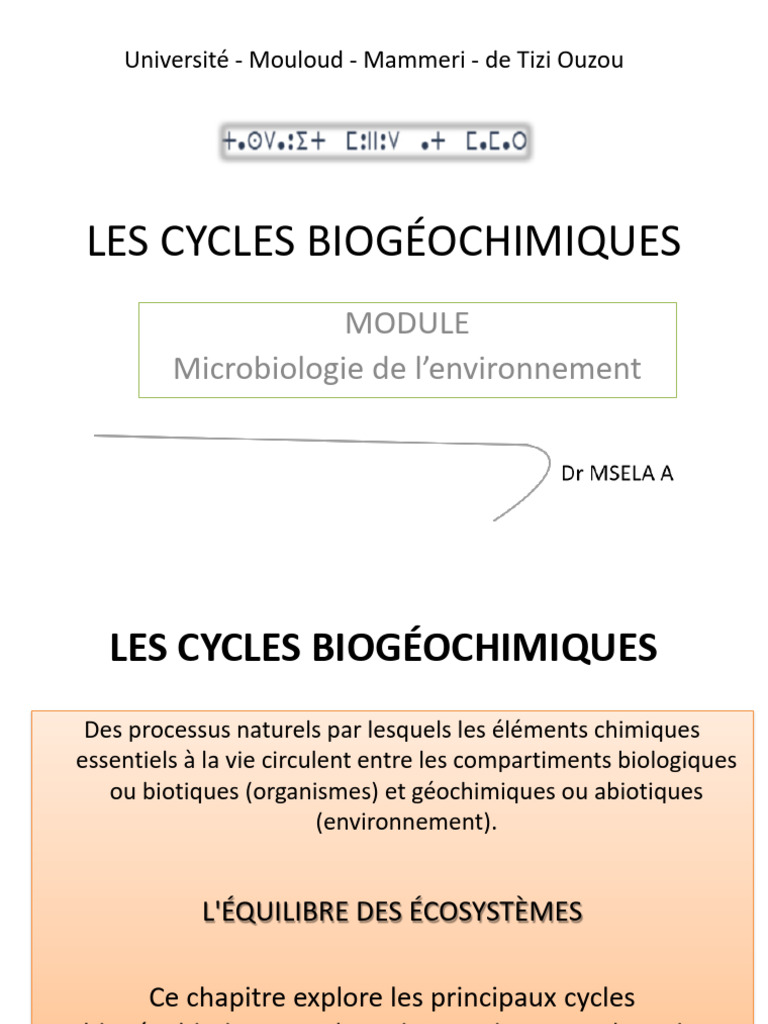 Cycles biogéochimiques et microbiologie | PDF | Biologie | Sciences de ...