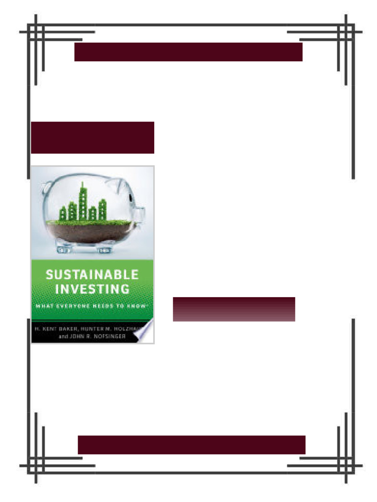 Sustainable Investing: What Everyone Needs to Know H. Kent Baker ebook ...