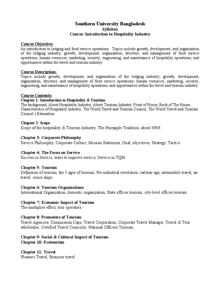Introduction To Hospitality Management | PDF | Tourism | Hotel
