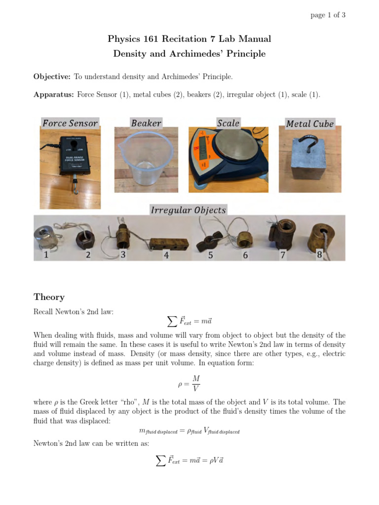 Rec 07 Lab Manual | PDF | Buoyancy | Density