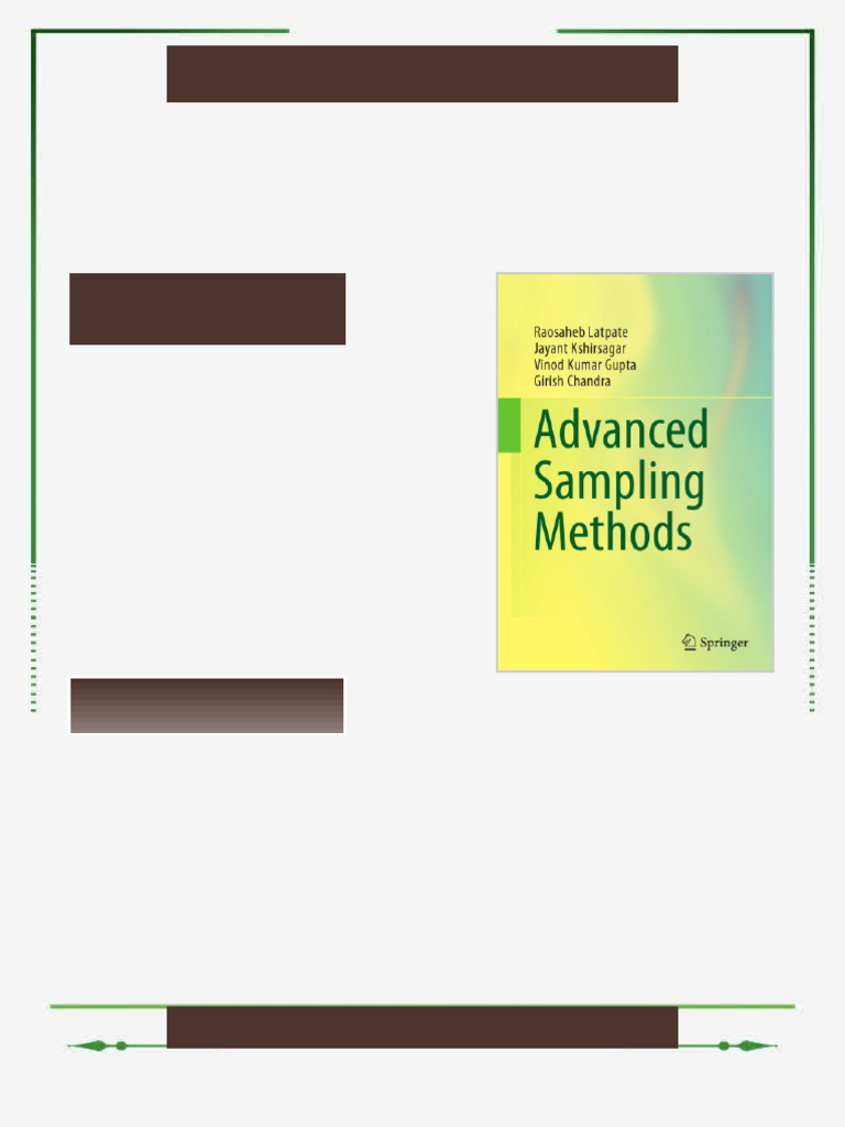 Advanced Sampling Methods First Edition Raosaheb Latpate Jayant ...