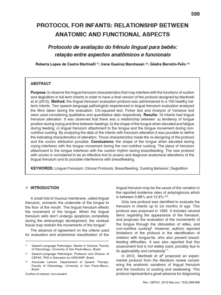 Lingual Frenulum Protocol for Infants | PDF | Statistics | Tongue