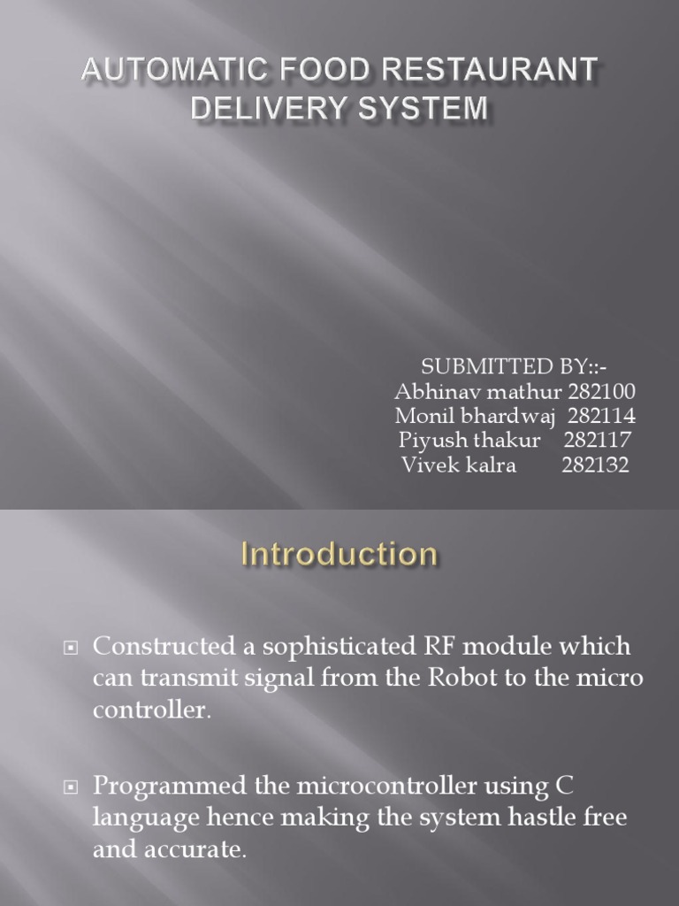 Automatic Food Restaurant Delivery System | PDF | Microcontroller ...