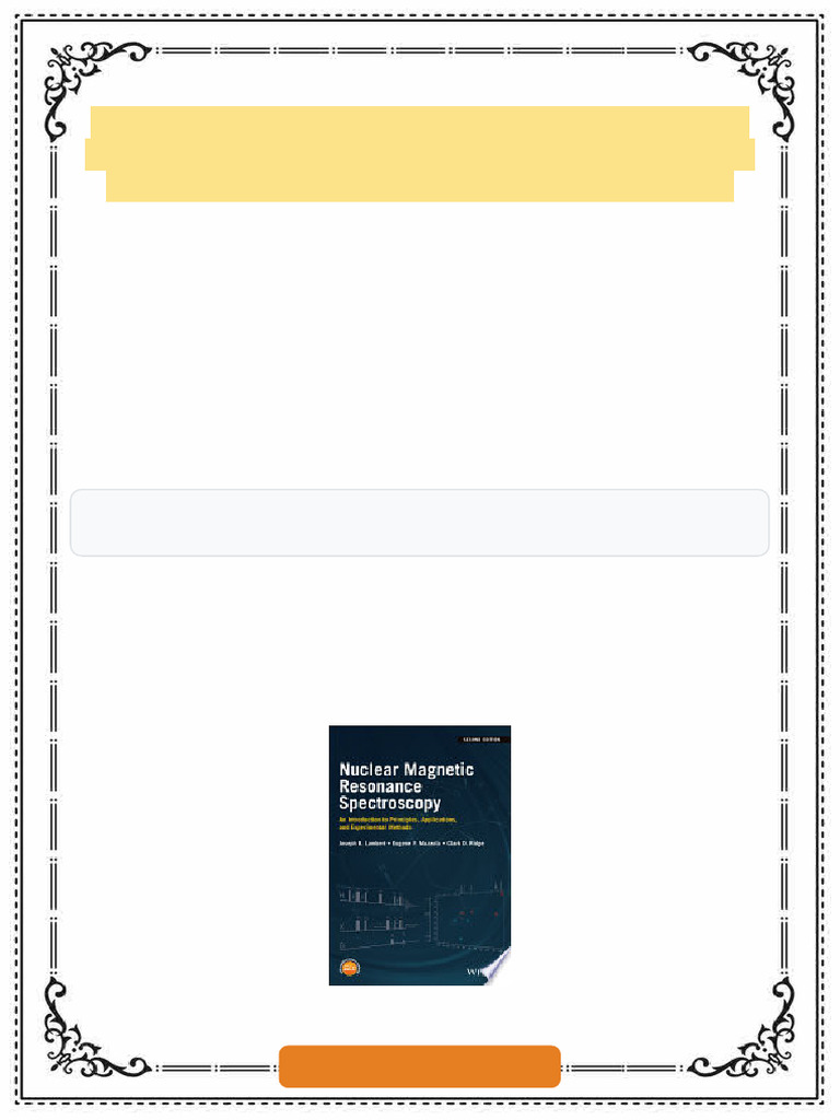 Nuclear Magnetic Resonance Spectroscopy 2nd Edition Joseph B Lambert ...