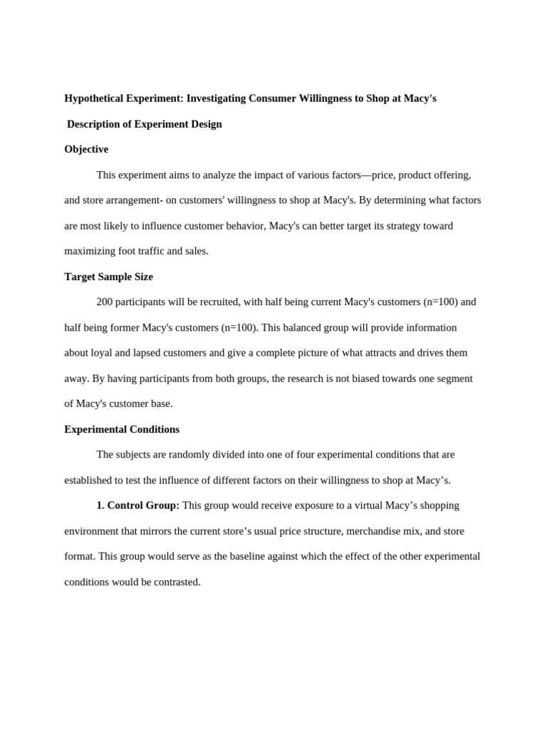 Hypothetical Experiment - Edited | PDF | Analysis Of Variance | Experiment