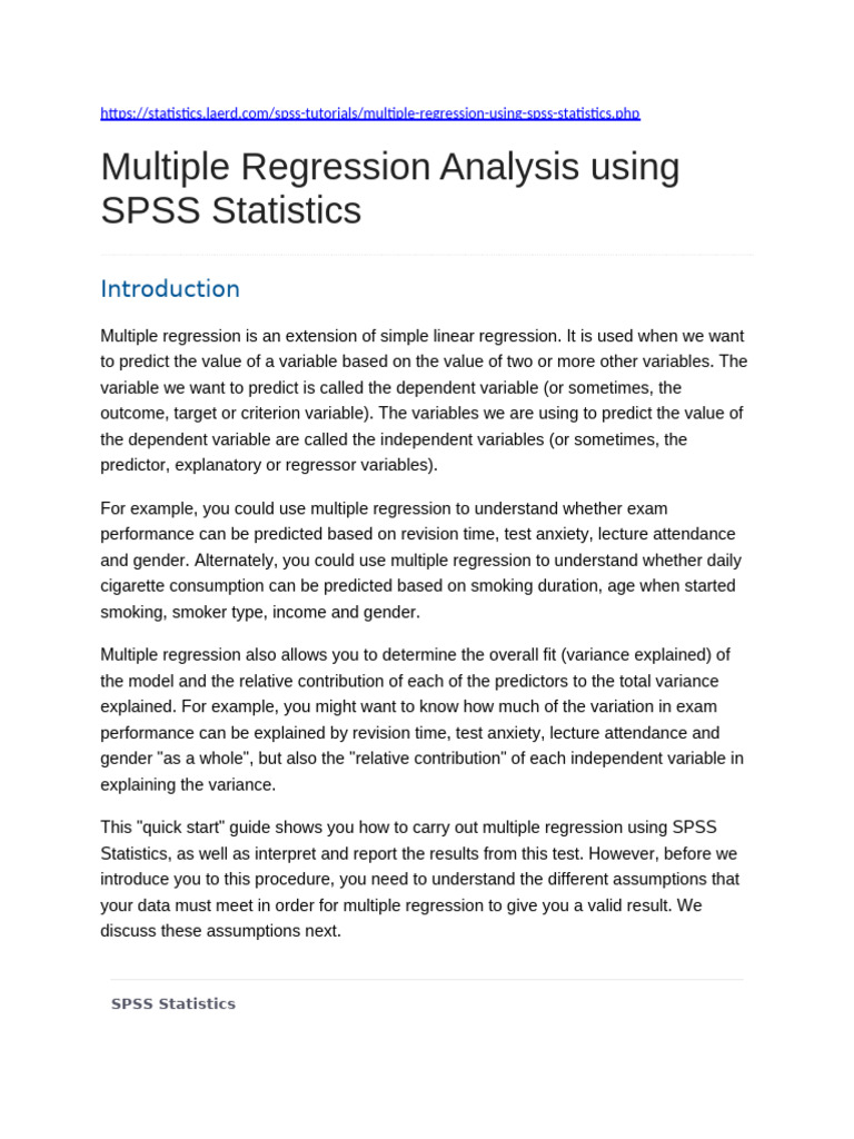 Regression Note on SPSS-1 | PDF | Coefficient Of Determination ...