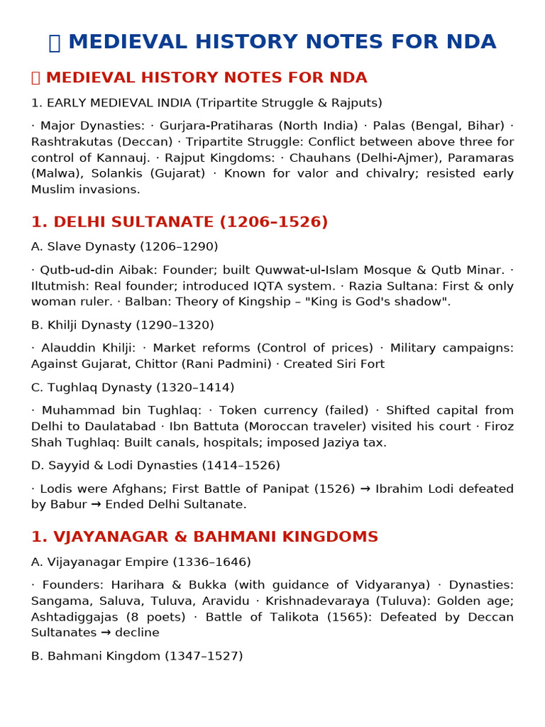 Medieval Indian History Overview | PDF | Mughal Empire