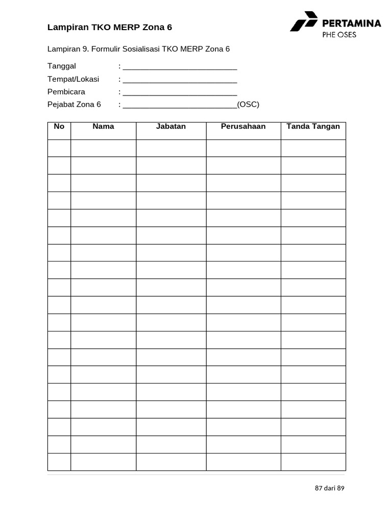 6. Lampiran Tko Merp Oses | PDF