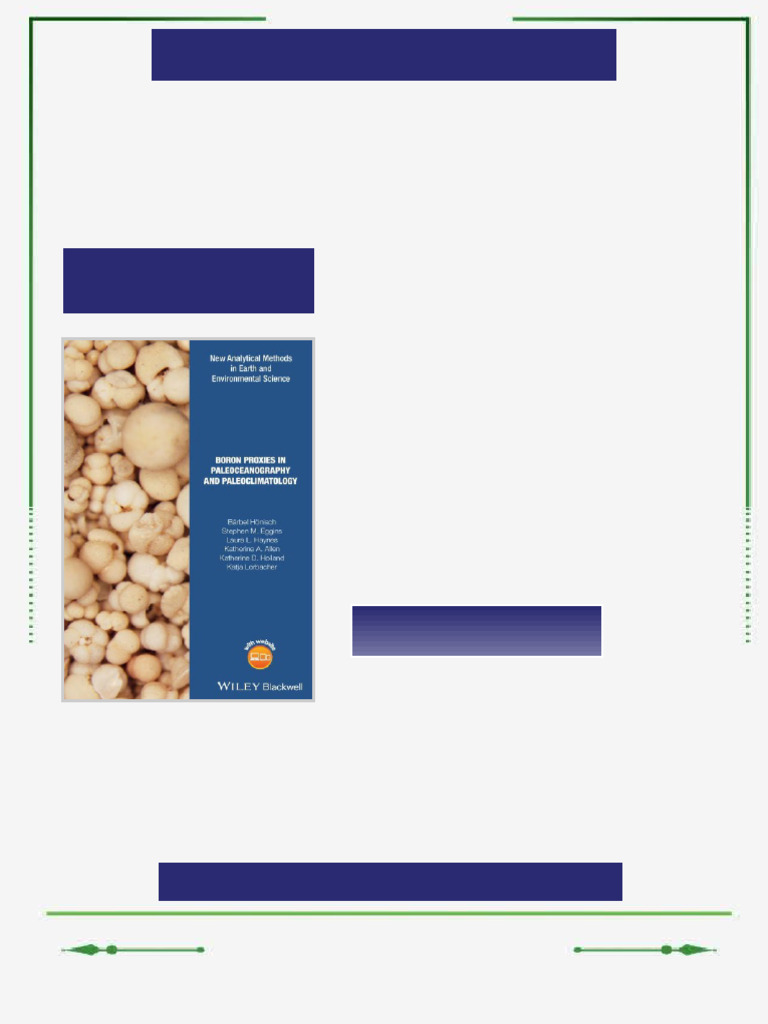 Boron Proxies in Paleoceanography and Paleoclimatology Barbel Hoenisch ...