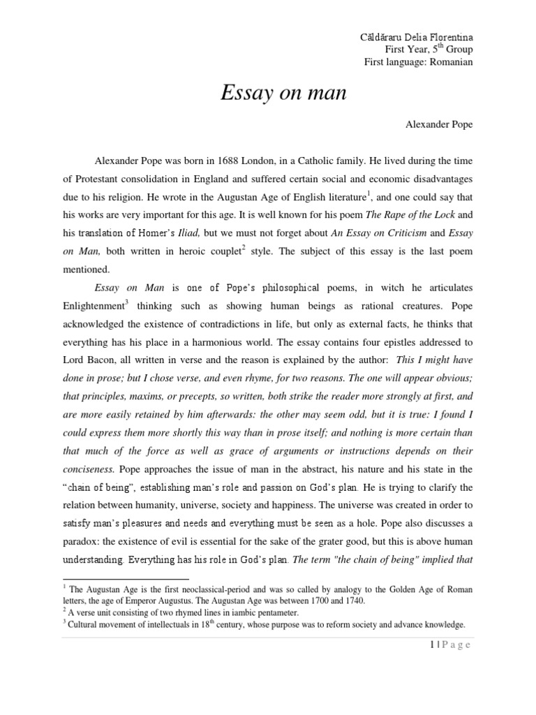 Essay on Man | Alexander Pope | Reason