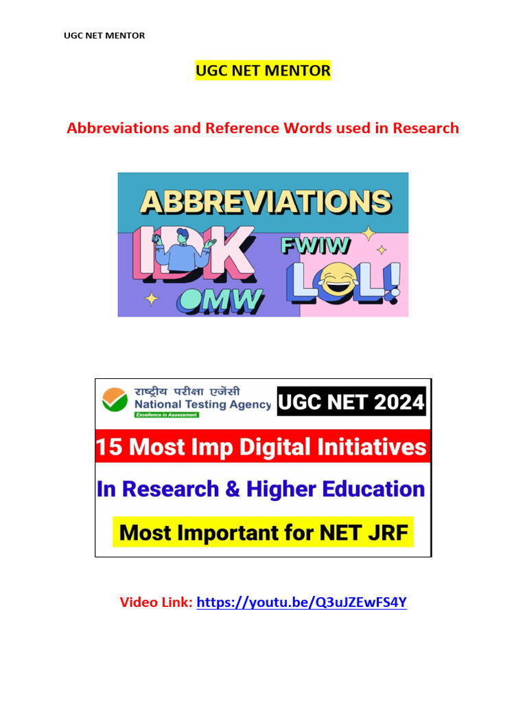 Abbreviations and Reference Words in Research | PDF | Anno Domini ...