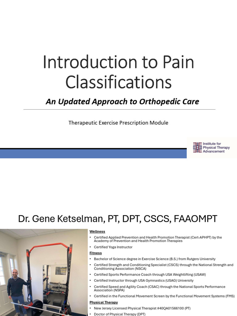 Day 01 - 01 - Pain Mechanism Classifications - Full Page Slides | PDF ...