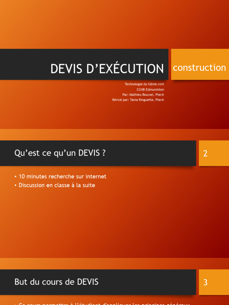 Guide sur le Devis d'Exécution en Construction | PDF | Cautionnement