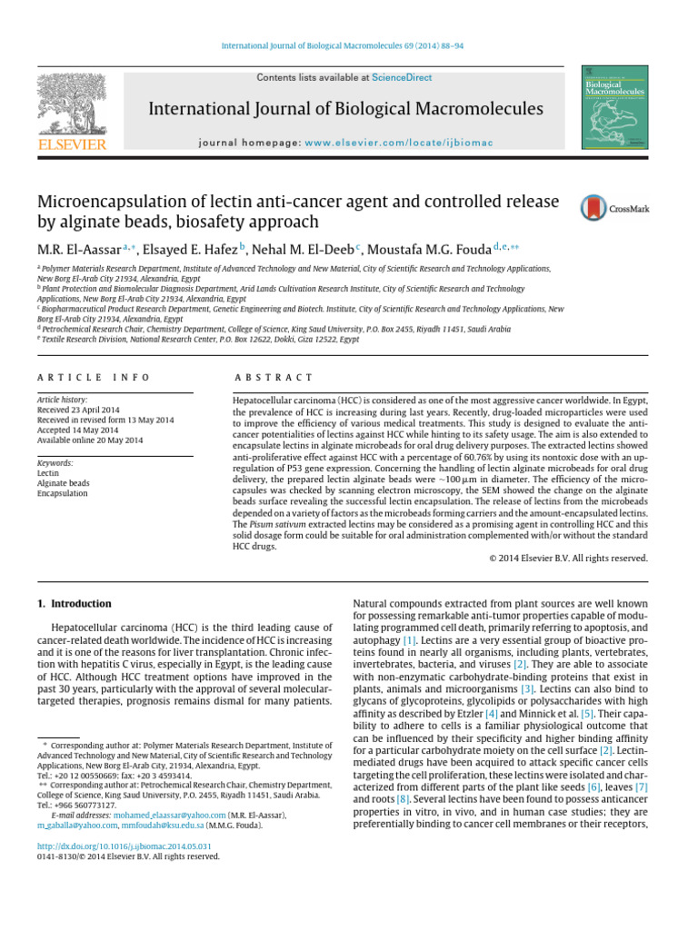 Microencapsulation of Lectin For Cancer Treatment | PDF | Reverse ...