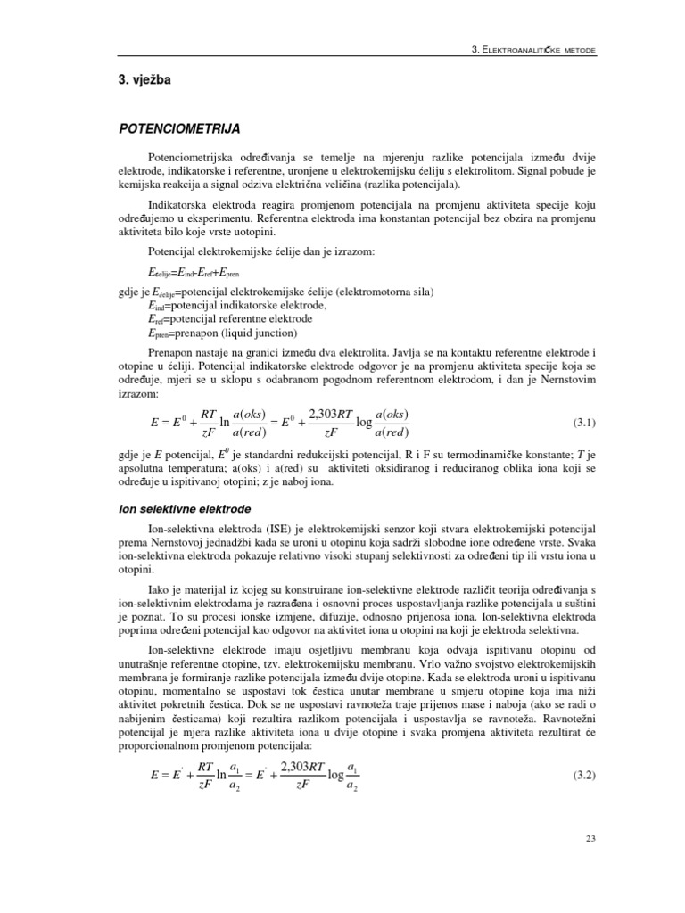 3 Vjezba - Potenciometrija | PDF