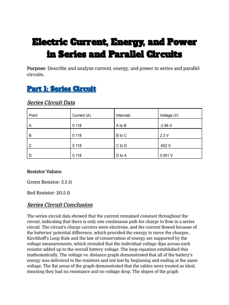 Final Series and Parallel Circuit Lab | PDF | Electrical Network ...