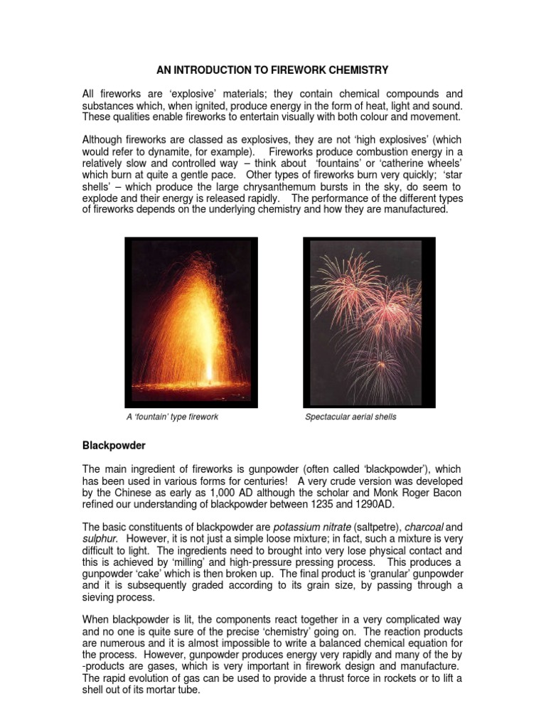 Firework Chemistry | PDF | Gunpowder | Fireworks