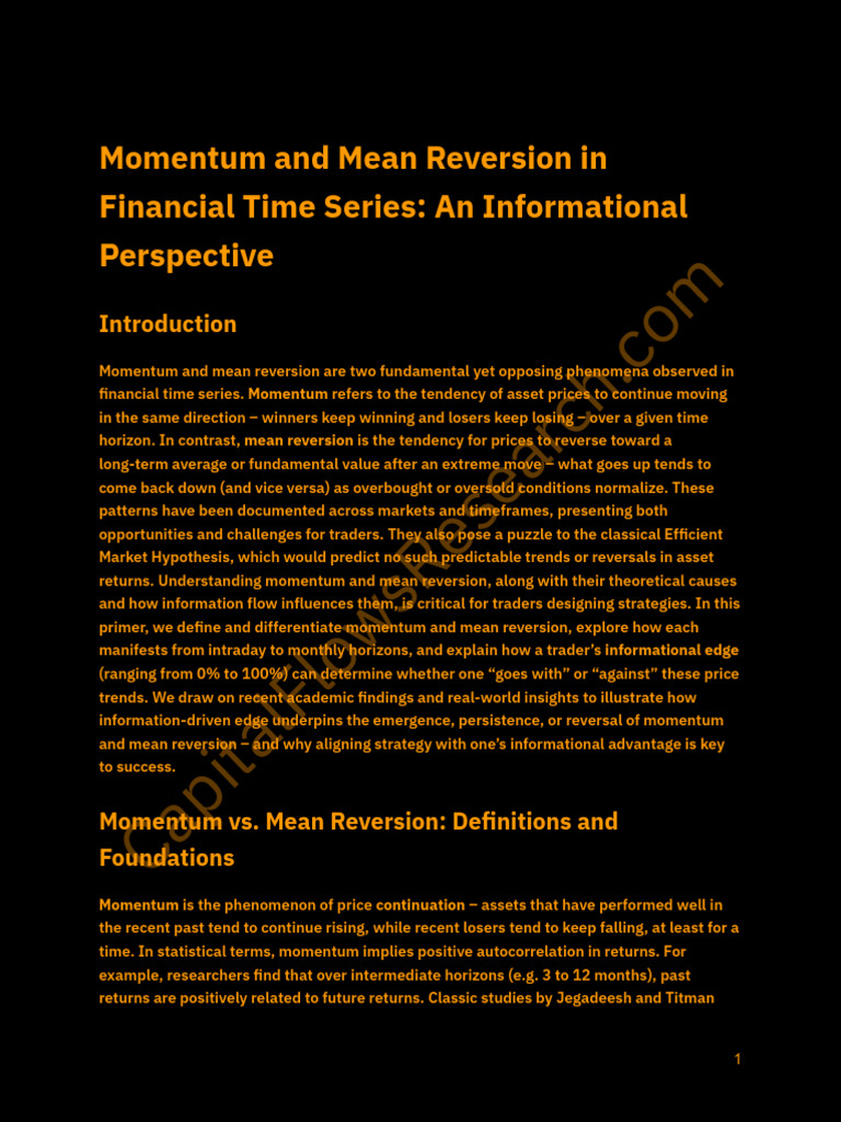 Momentum_And_Mean_Reversion_Primer | PDF | Day Trading | Stocks