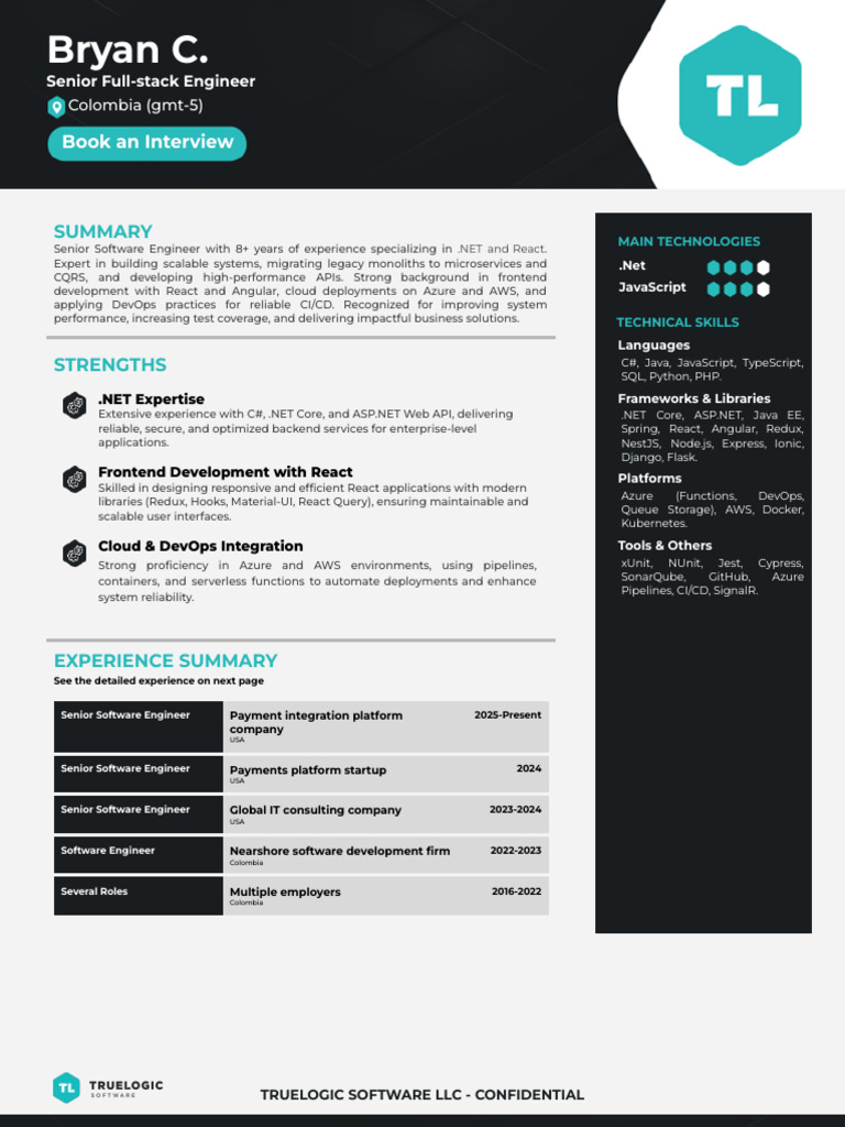 Senior Full-Stack Engineer Profile | PDF | Microsoft Sql Server ...