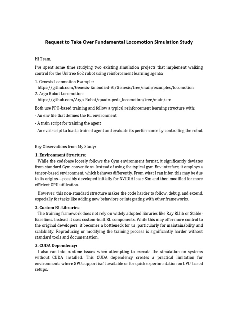 Locomotion Simulation Study Handover | PDF | Simulation | Computer ...
