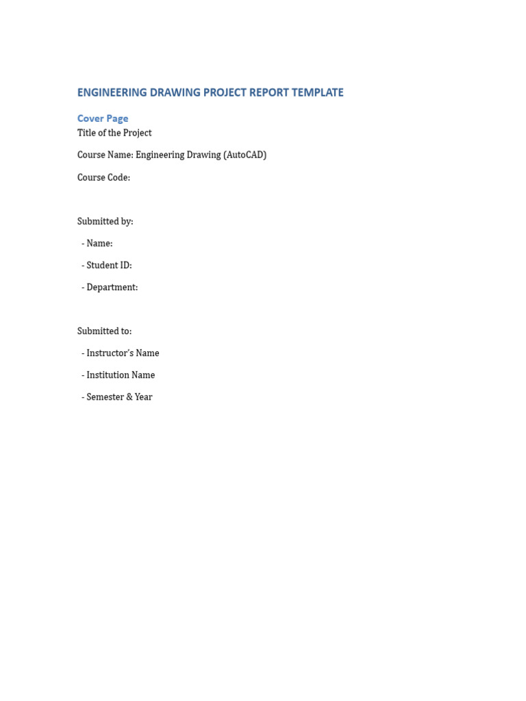 Engineering Drawing AutoCAD Project Report Template | PDF