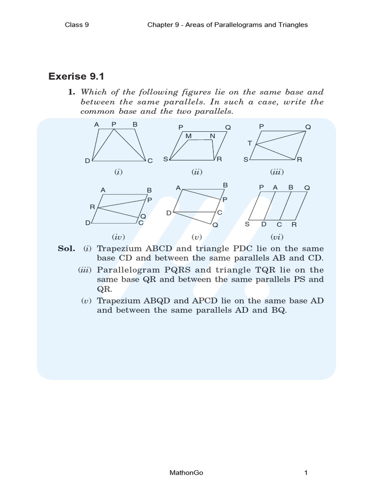 Mathongo.com NCERT Solutions Class 9 Maths Chapter 9 Areas of ...