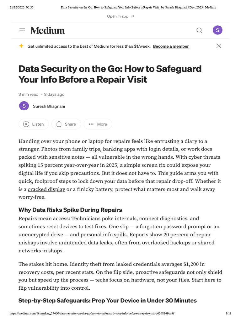 Data Security on the Go- How to Safeguard Your Info Before a Repair ...