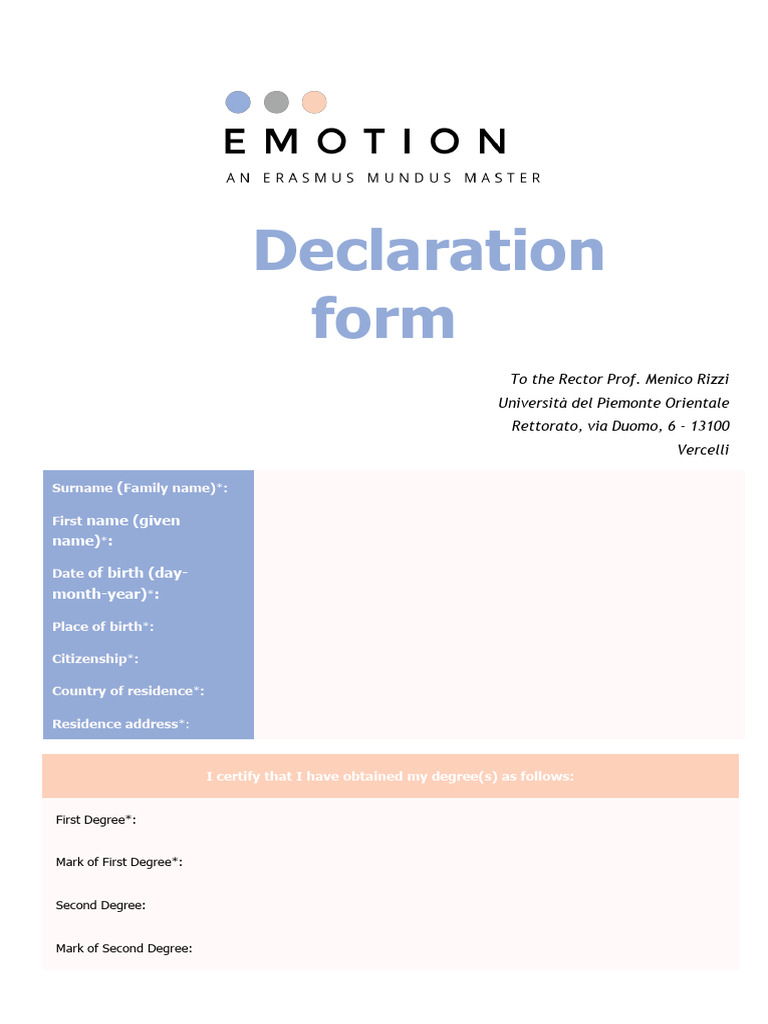 Declaration-Form EMOTION-Master-2025-26 | PDF