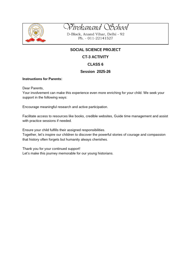Social Science Project Guide for Parents | PDF