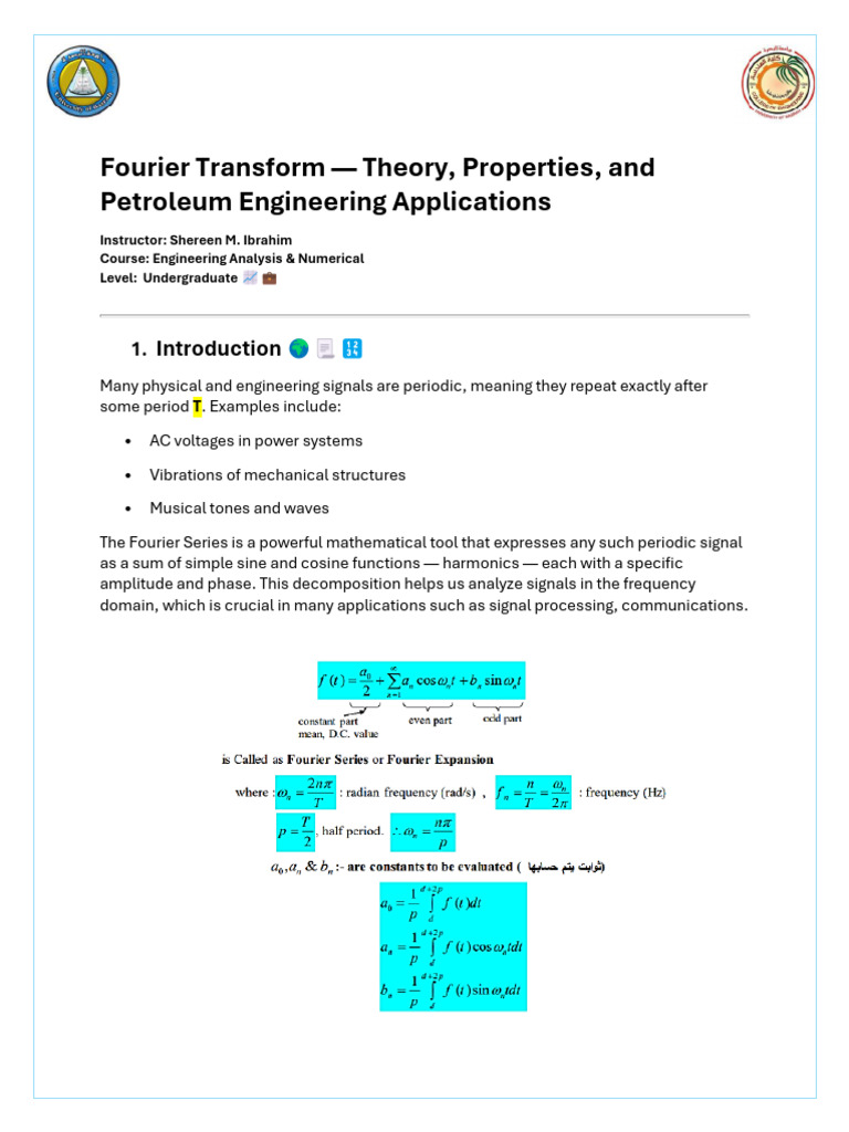 Fourier Transform Lecture 1 | PDF | Fourier Series | Oscillation