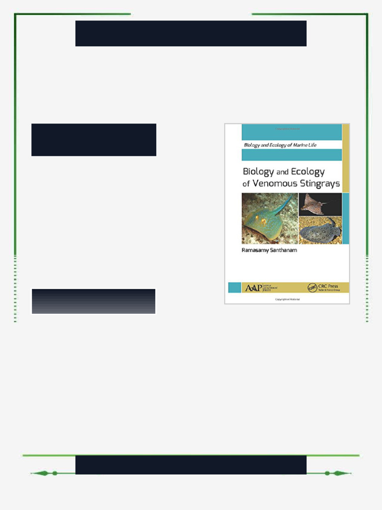 Biology and Ecology of Venomous Stingrays 1st Edition Ramasamy ...