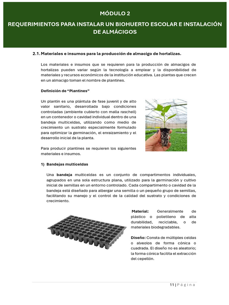 Materiales para Biohuertos Escolares | PDF | Siembra | Riego