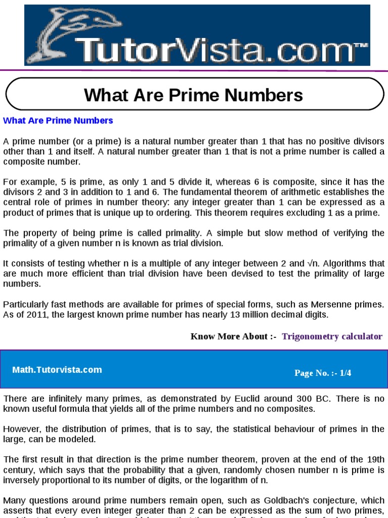 Prime Numbers: Definition & Examples | PDF