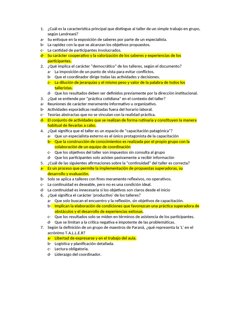 Cuál Es La Característica Principal Que Distingue Al Taller de Un ...