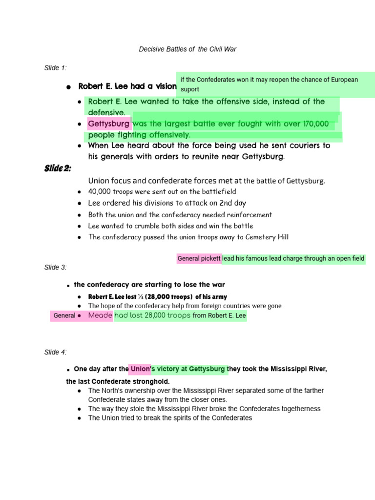 6gibson Notes For Decisive Battles of The Civil War | PDF | Battle Of ...