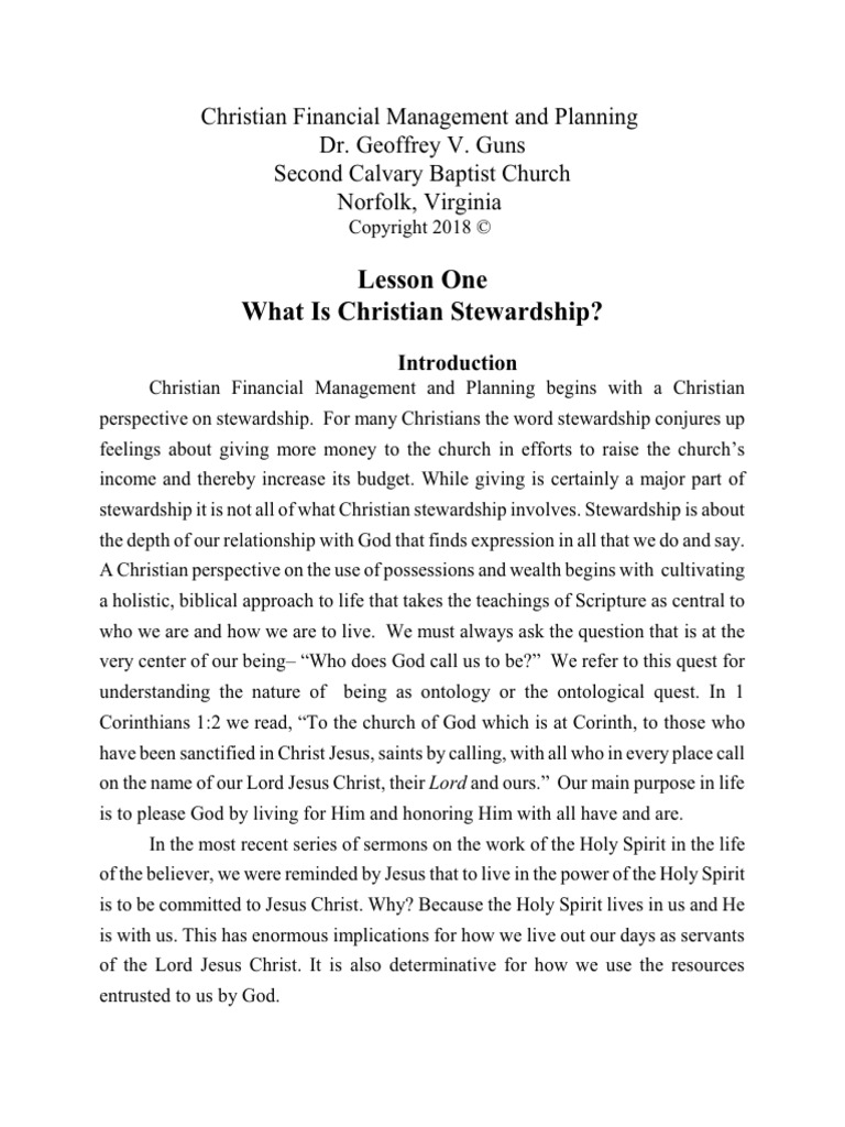 Understanding Christian Stewardship | PDF | Spiritual Gift | Jesus