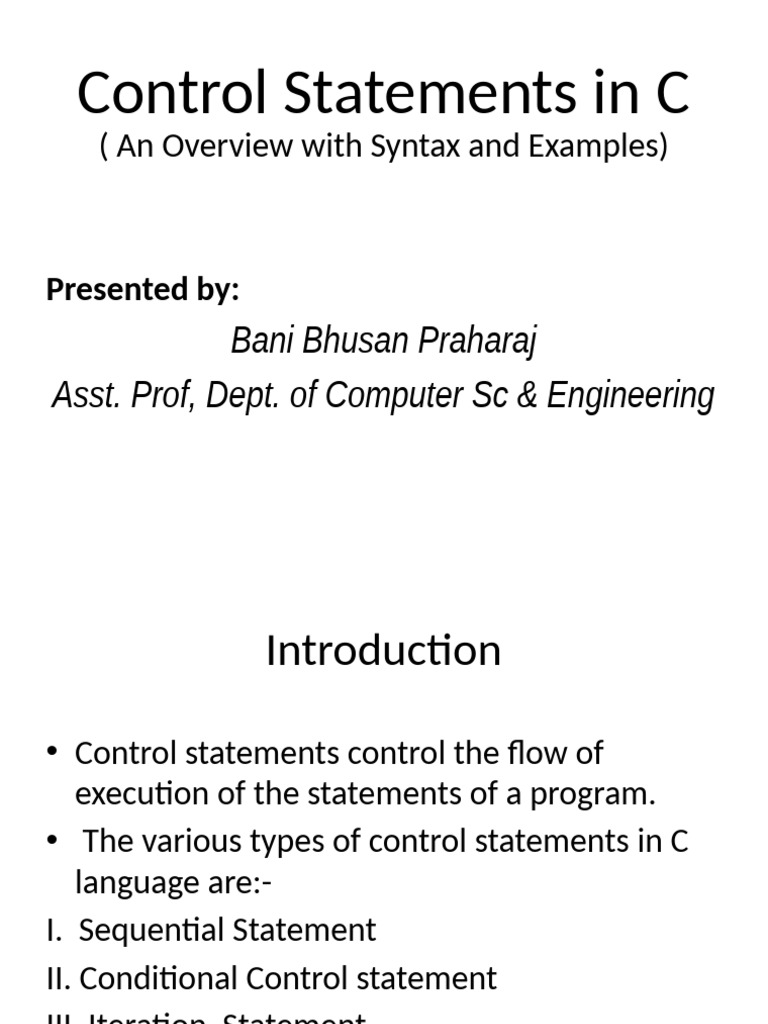 Control Statements in C: Overview & Examples | PDF | Software ...