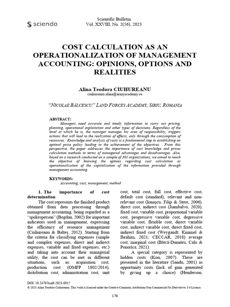 Cost Calculation in Management Accounting | PDF | Expense | Information
