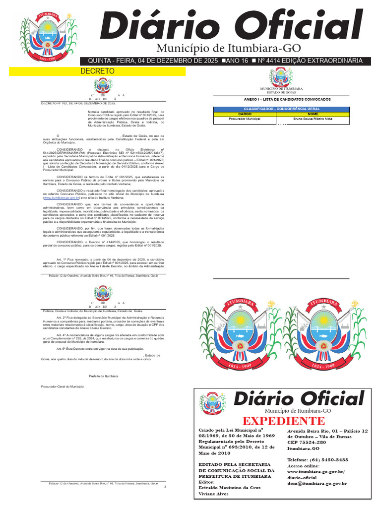 0_DOM 4414 04 de Dezembro 2025 Extra.pdf | PDF