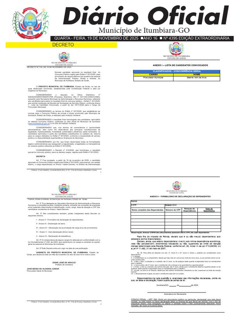 0_DOM 4395 19 de Novembro 2025 Extra.pdf | PDF | Emprego | Imposto de Renda