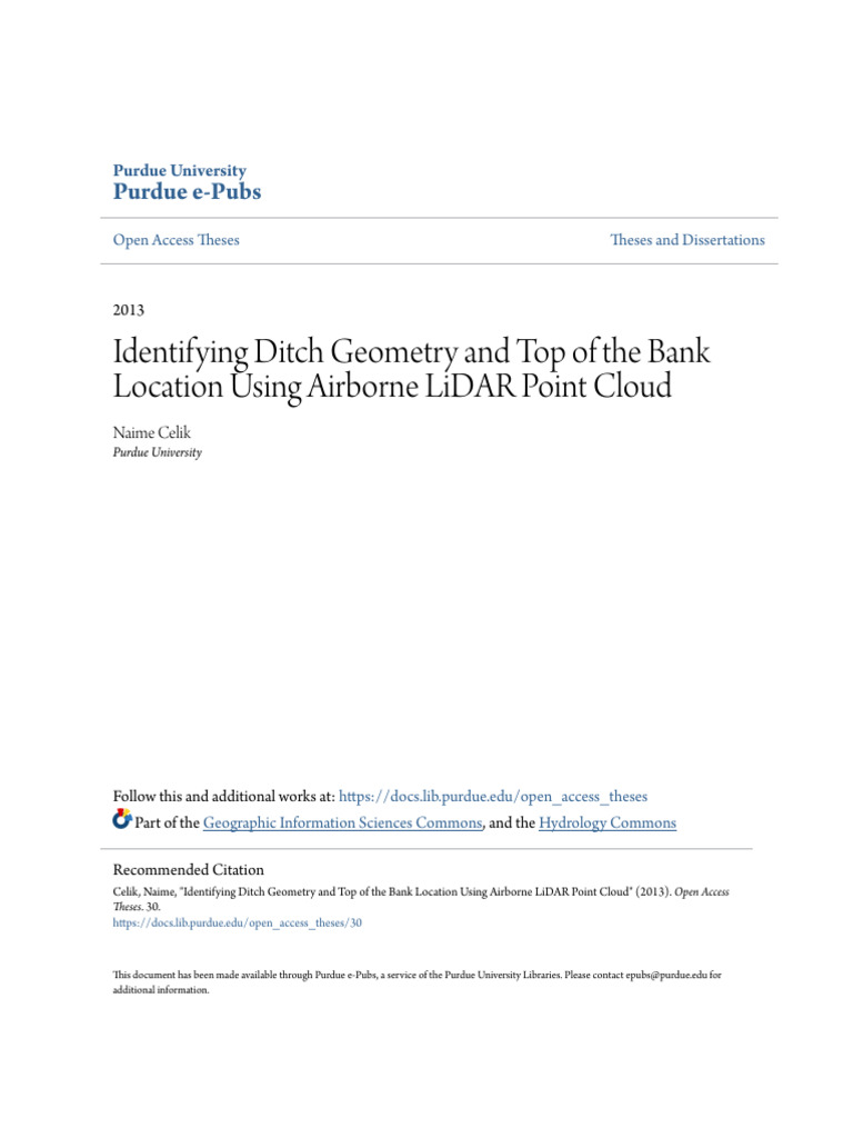 Identifying Ditch Geometry and Top of the Bank Location Using Air | PDF ...