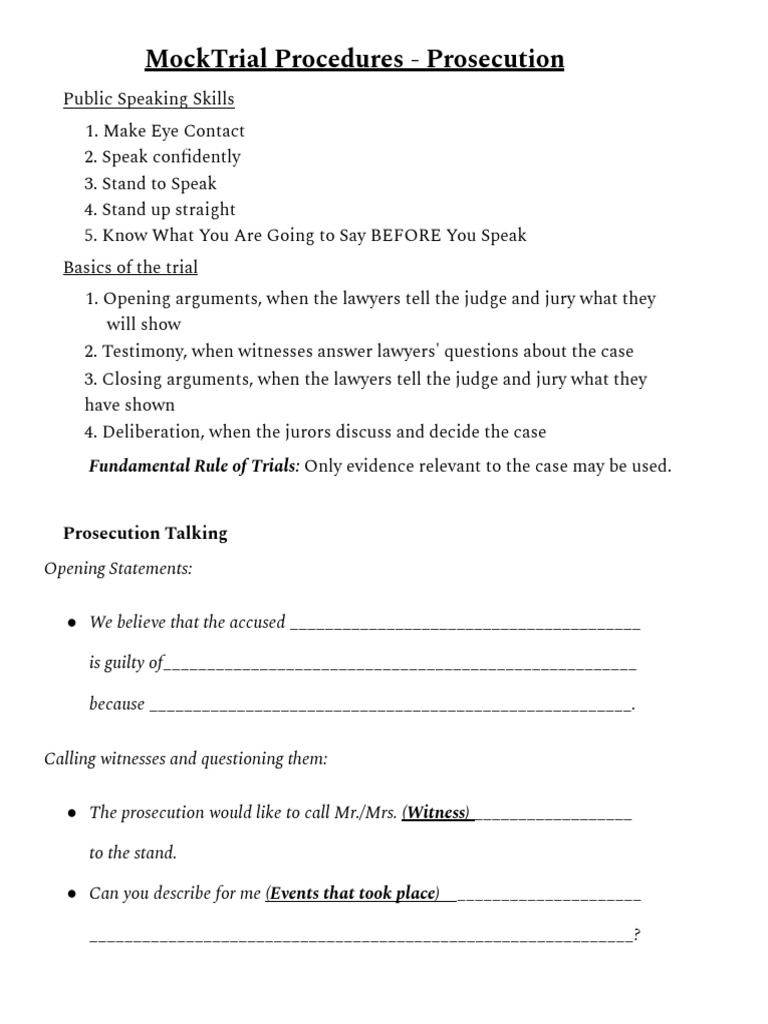 Mock Trial Resources | PDF | Witness | Trials