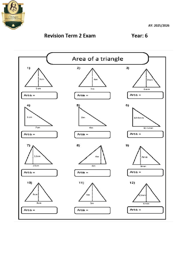 Revision Term 1 Exam Yaer 6 | PDF