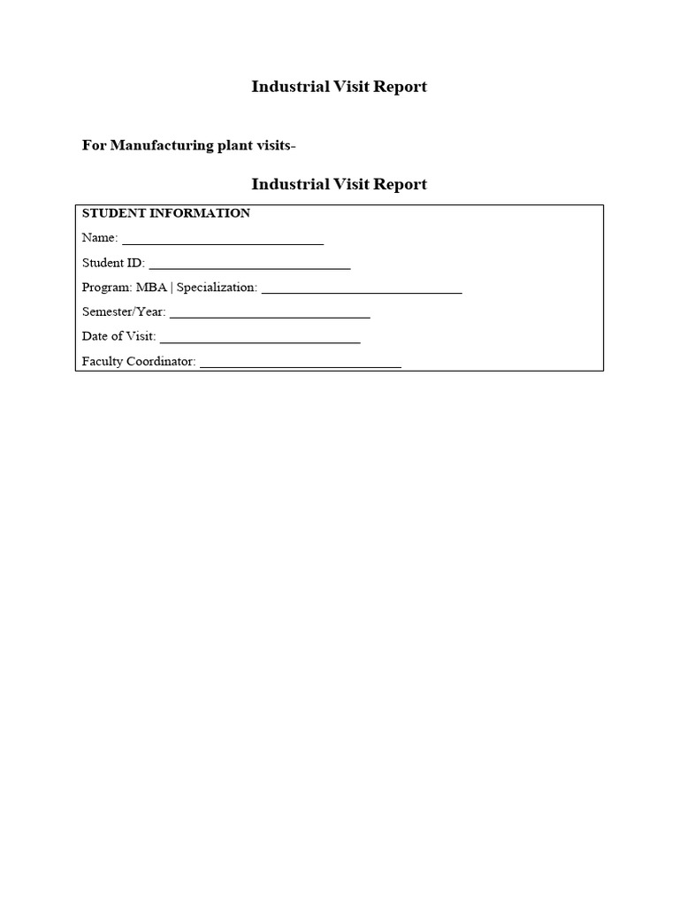 Industrial Visit Report Writing Activity | PDF | Automation ...