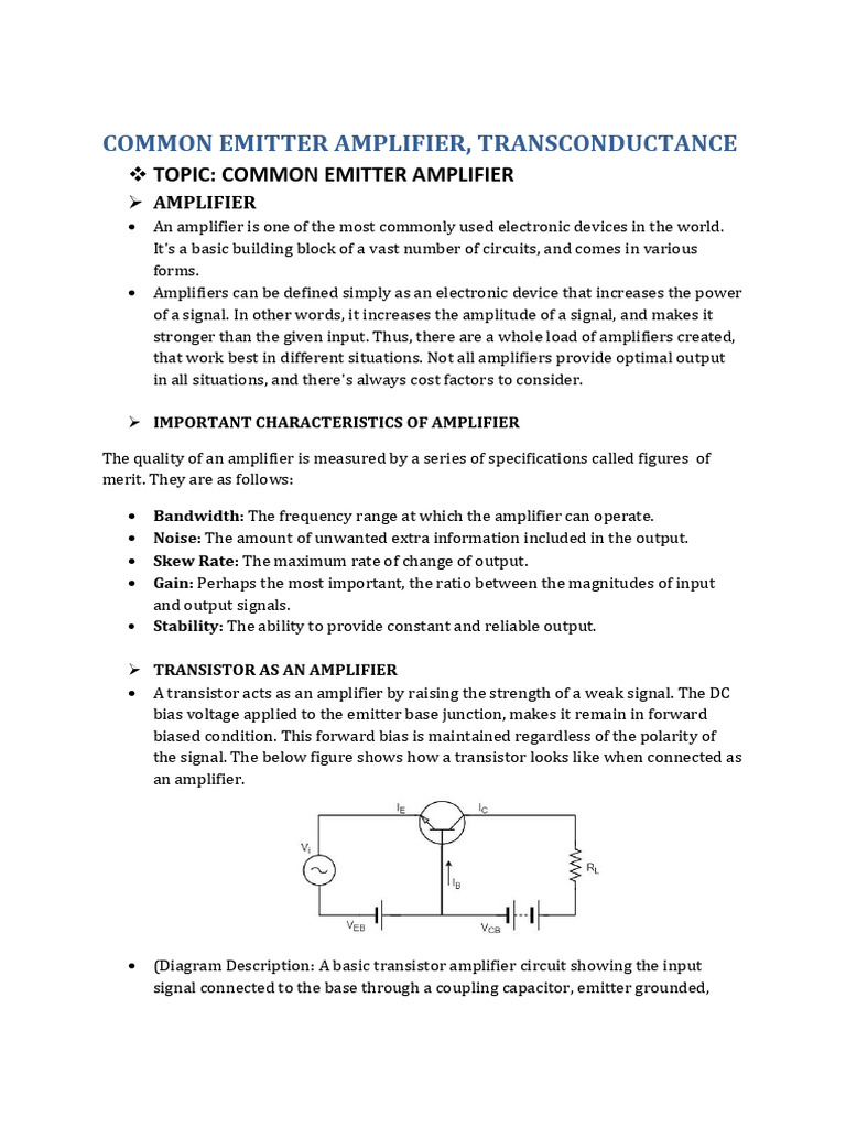 Common Emitter Amplifier | PDF | Bipolar Junction Transistor | Amplifier