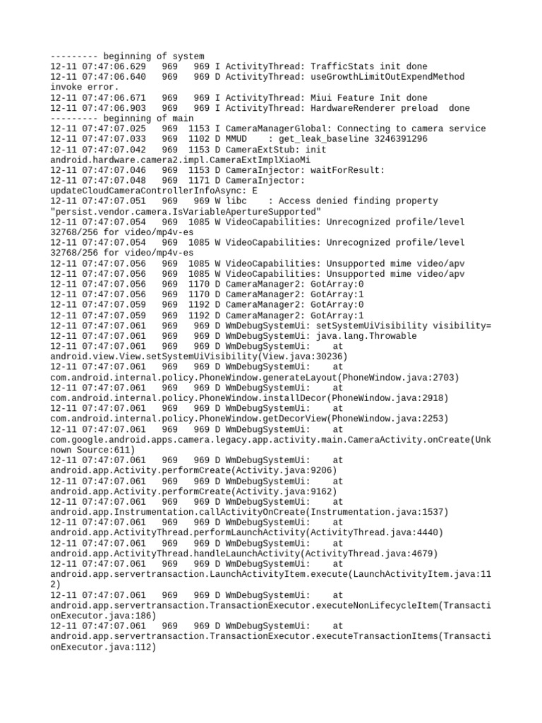 Camera Initialization Log Analysis | PDF | Computer Science | Mobile Linux