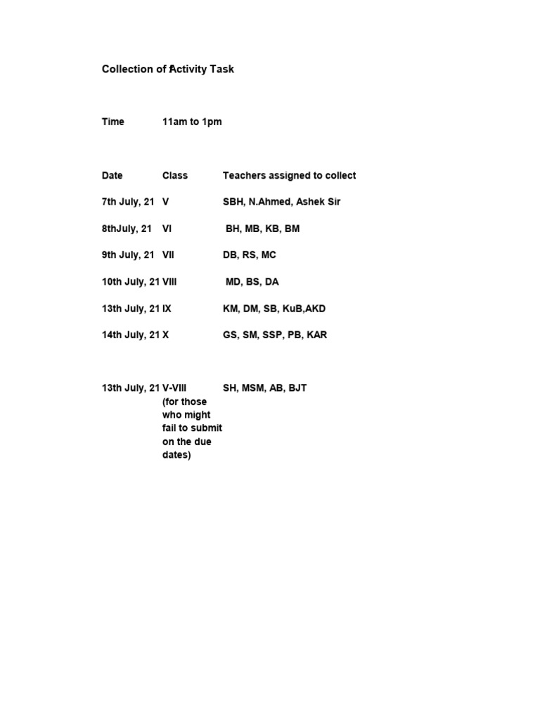 Collection of Activity Task | PDF