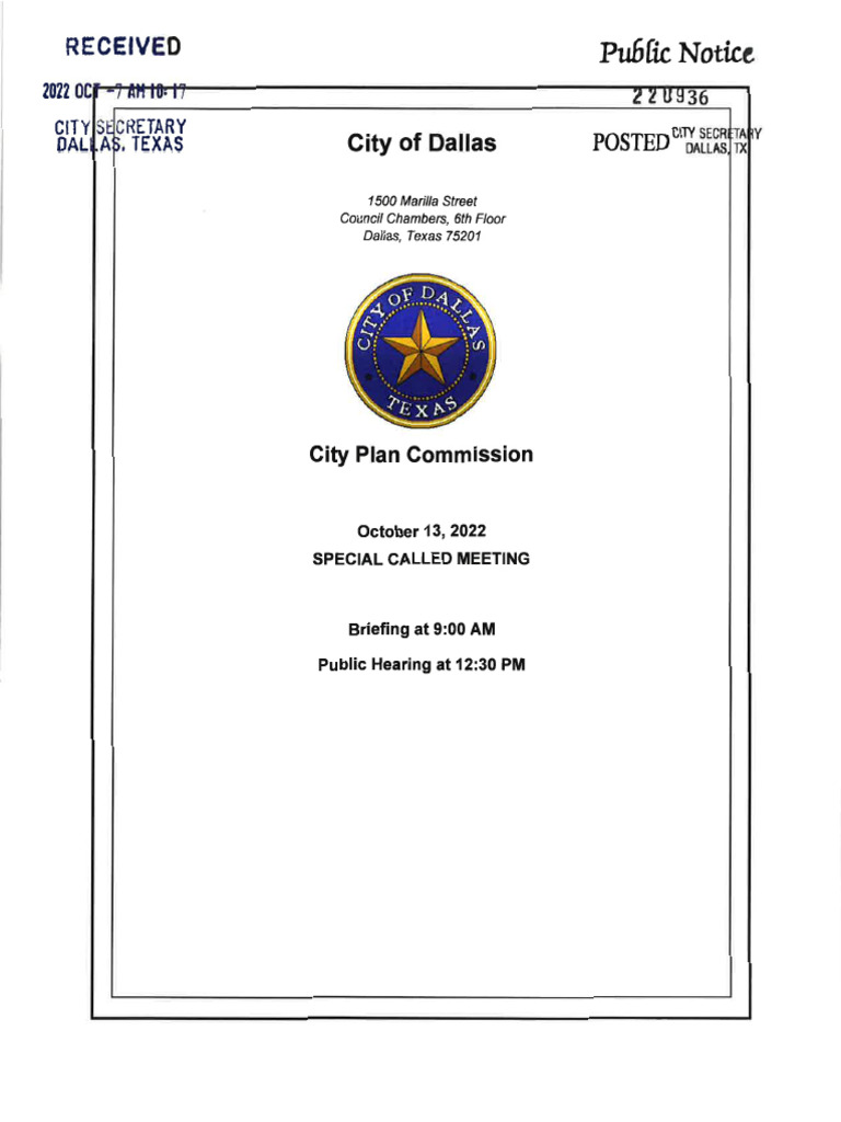 10-13-2022 Cpc Special Call Agenda Docket Final | PDF